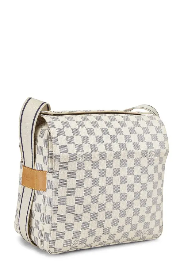 LOUIS VUITTON Damier Azur Naviglio Messenger Bag - White