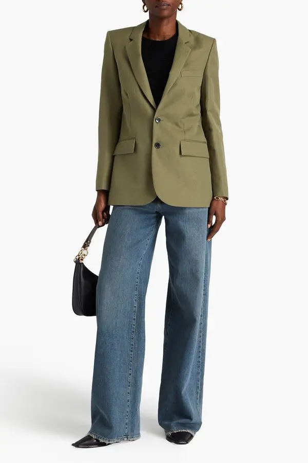 FRAME Cotton And Linen-blend Twill Blazer - Army Green