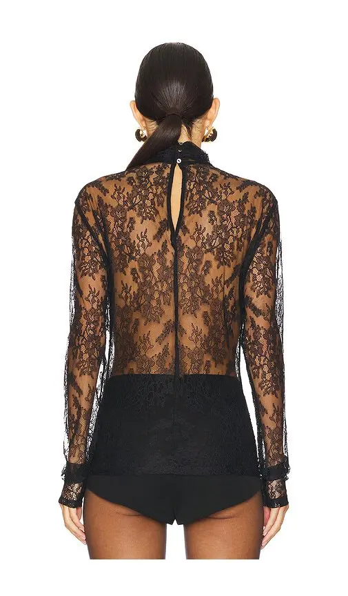 Nbd Norel Lace Turtleneck Top - Black