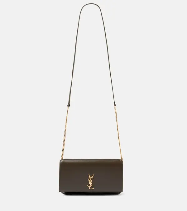 Saint Laurent Cassandre Leather Phone Pouch - Grey