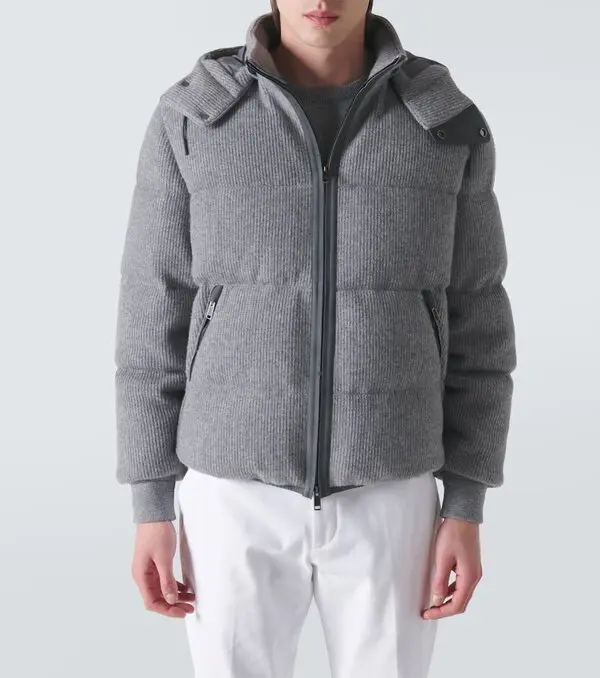 Zegna Ribbed-knit Cashmere-blend Down Jacket