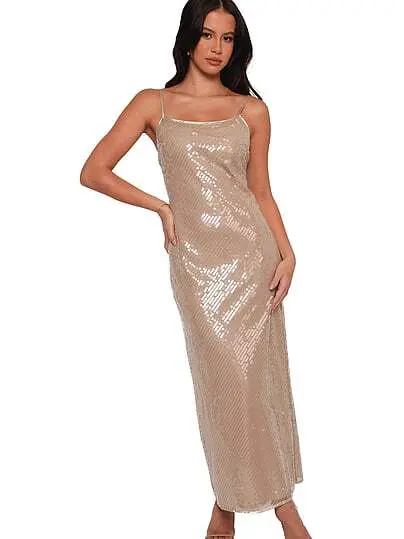 Victoria'S Secret Petal & Pup Karley Sequin Maxi Dress - Beige