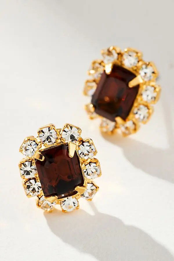 THE PINK REEF Crystal Petite Stud Earrings - Brown