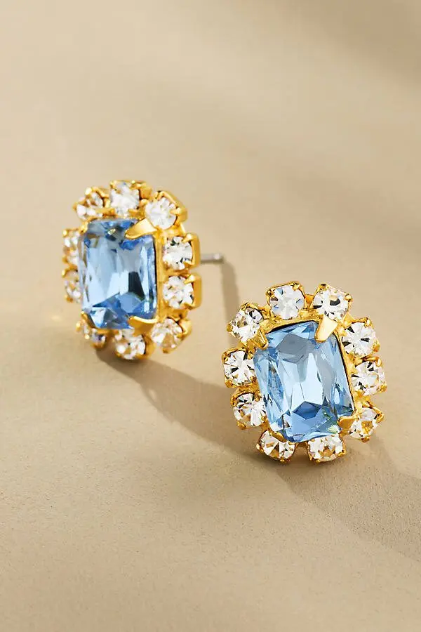 THE PINK REEF Crystal Petite Stud Earrings - Light Blue