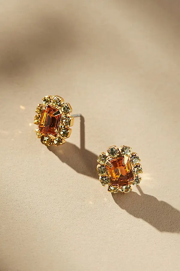 THE PINK REEF Crystal Petite Stud Earrings - Orange