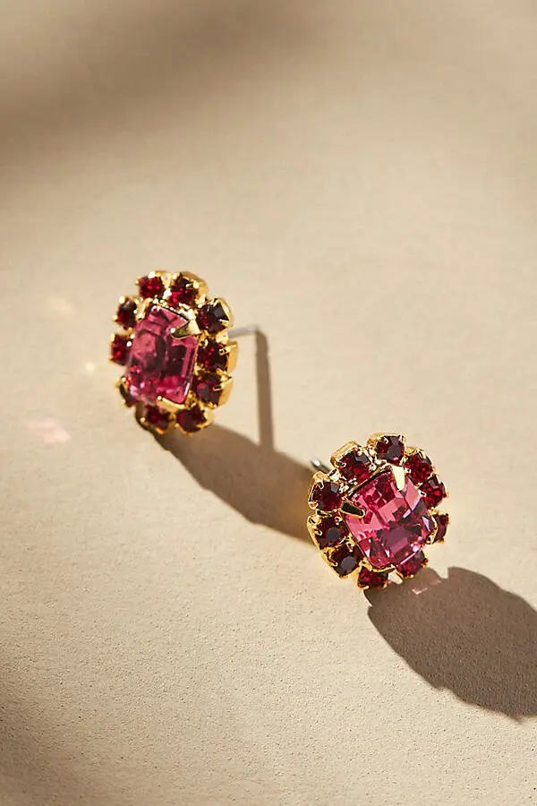 THE PINK REEF Crystal Petite Stud Earrings - Red