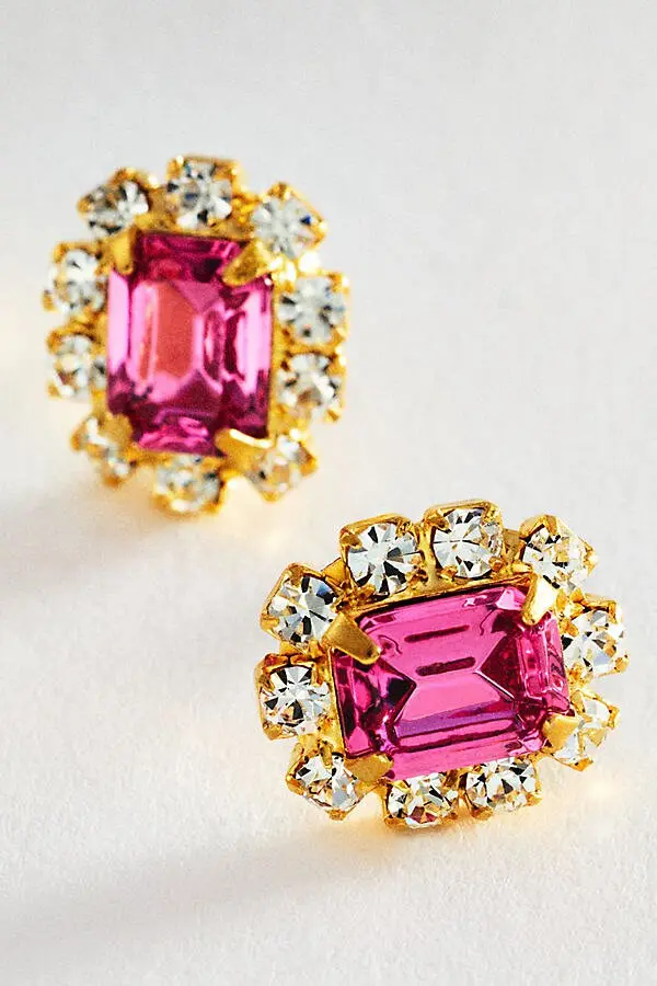 THE PINK REEF Crystal Petite Stud Earrings - Rose