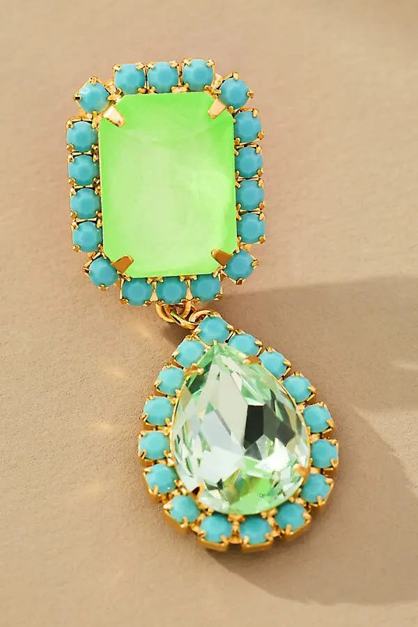 THE PINK REEF Jewel Drop Earrings - Lime