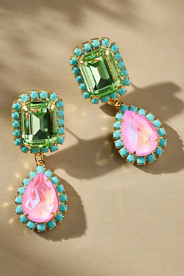 THE PINK REEF Jewel Neons Drop Earrings - Pink Pattern