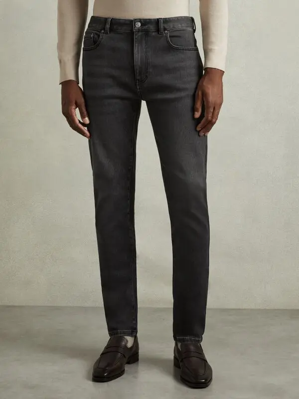 REISS Maddison Tapered Slim-fit Jeans - Washed Black