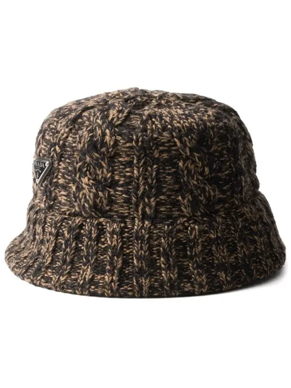 Prada Mélange Wool Bucket Hat - Black