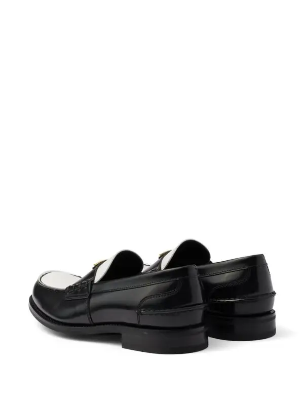 PRADA MENS SZ 37 TWO TONE LOAFERS SHOES GUC LEATHER Prada Spazzolato Bicolor Triangle Logo Loafers - Bergdorf  main image 4
