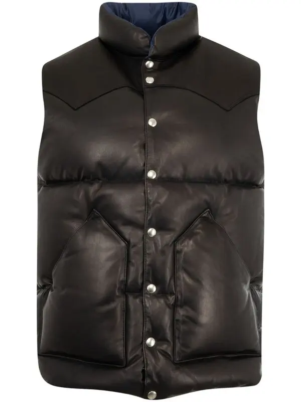 Kaptain Sunshine Reversible Down Vest In Black - 55% Off