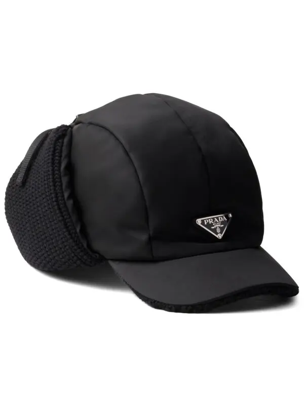 Prada Re-nylon And Wool Trapper Hat - Black