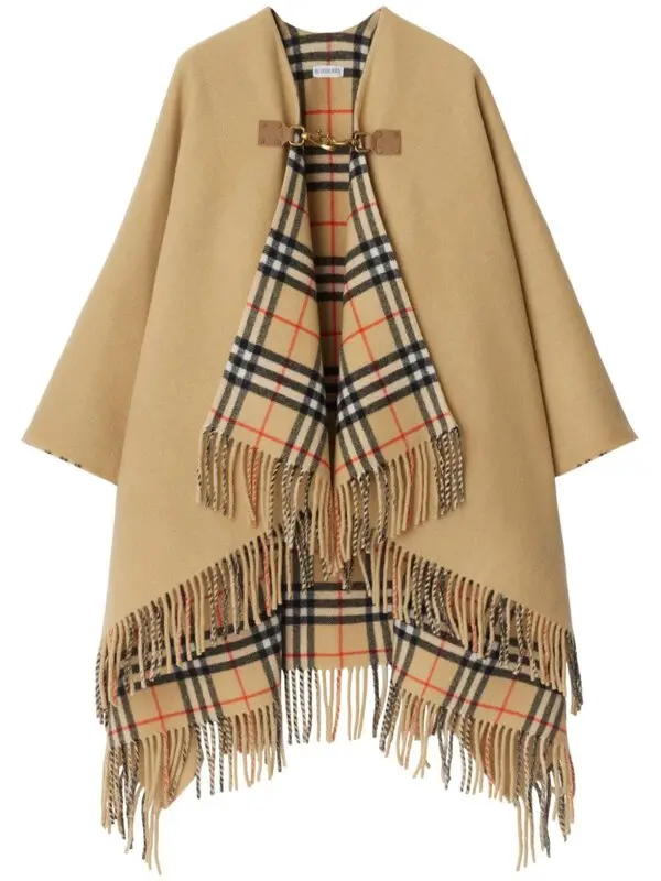 Burberry Check-pattern Wool Cape - Neutrals