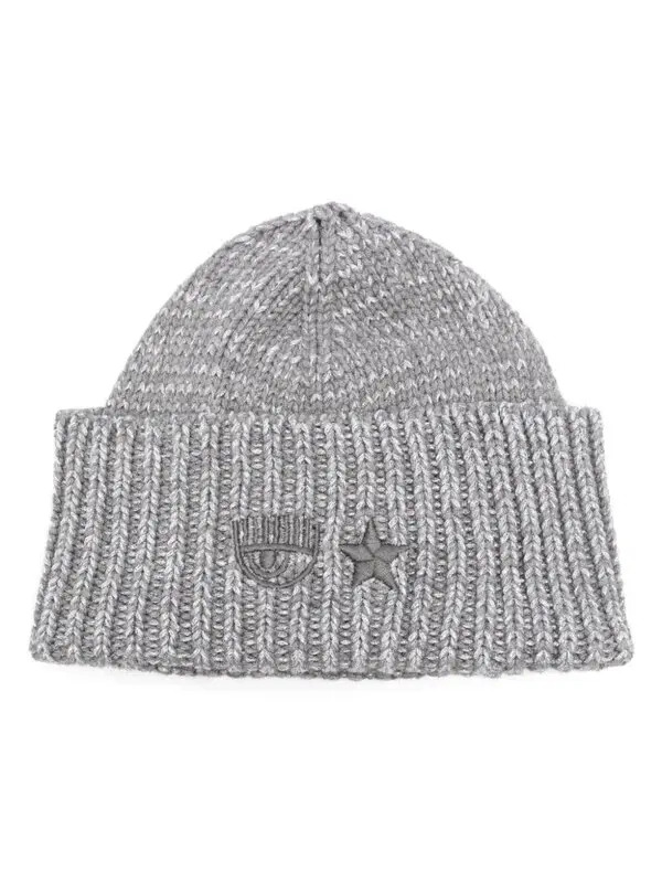 CHIARA FERRAGNI Eye Star-embroidered Beanie - Grey