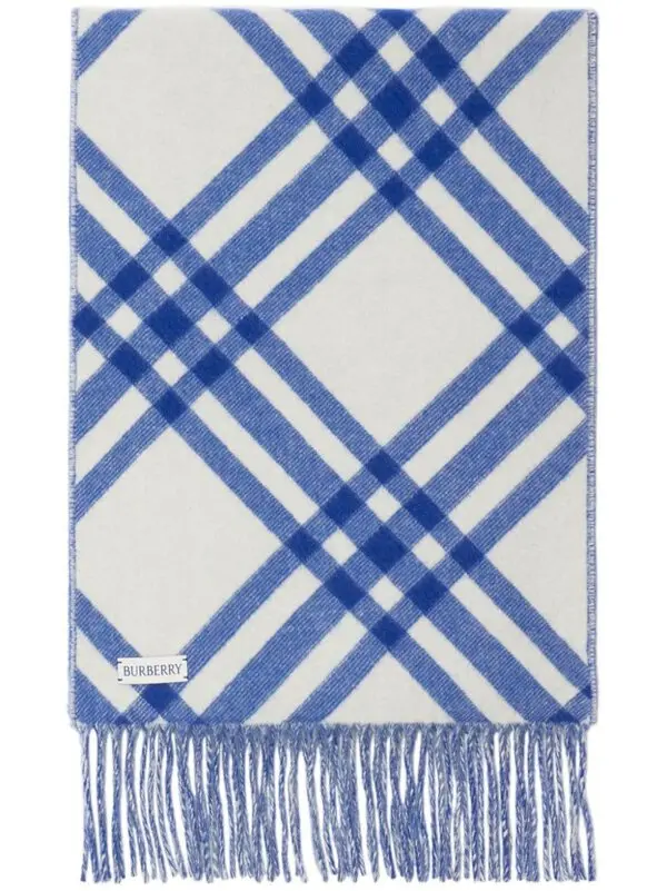 Burberry Check Cashmere Scarf - Blue