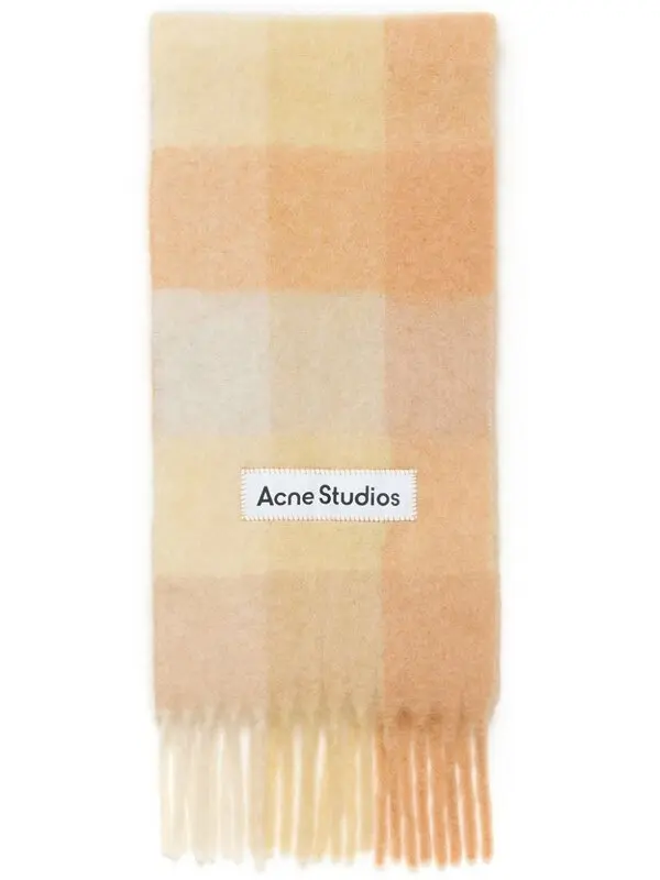 Acne Studios Logo-appliqué Checked Scarf - Neutrals