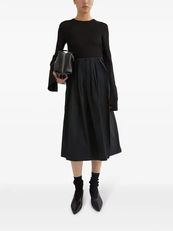 JIL SANDER Pleated Midi Skirt - Black