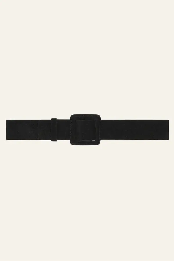 Ba&sh Betty Suede Square Buckle Belt - Black