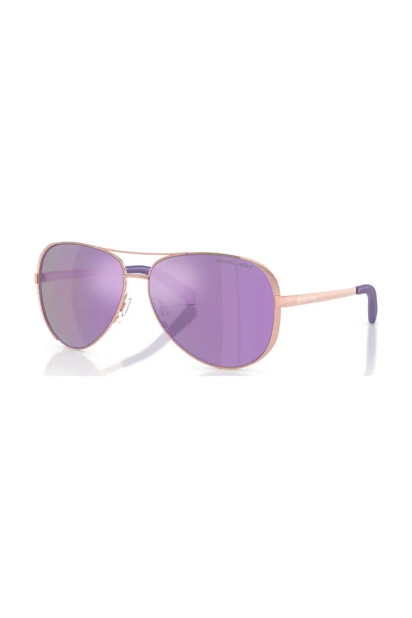 Michael Kors Sunglasses Aviator With Rose Tone Metal Frame - Pink