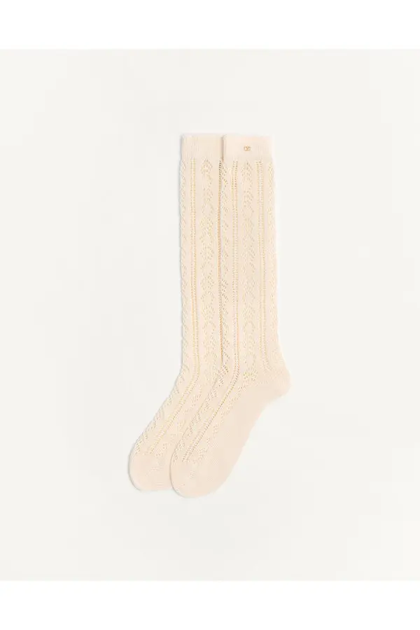 Valentino Garavani Perforated Cotton Socks With Vlogo - White