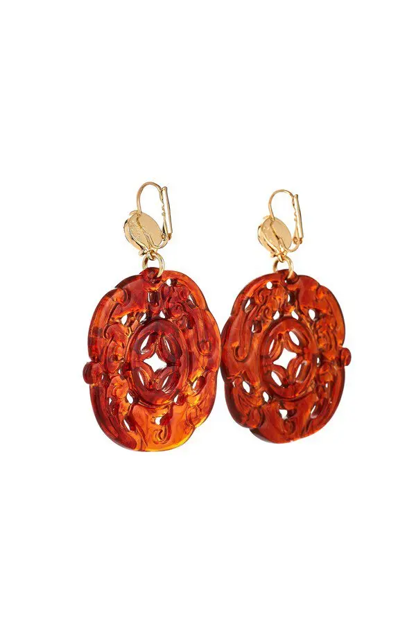 KENNETH JAY LANE Tortoise Carved Drop Earrings