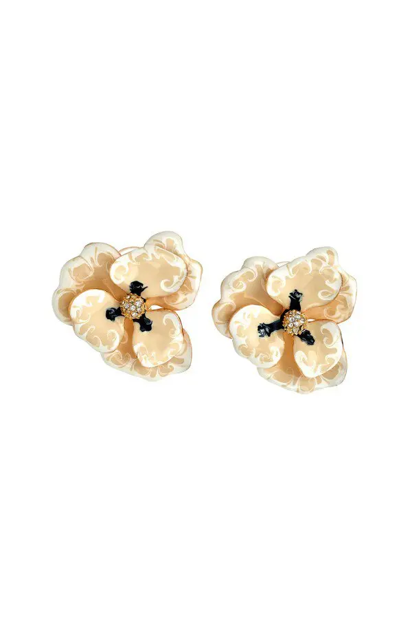 KENNETH JAY LANE Tone Flower Clip On Earrings - Gold