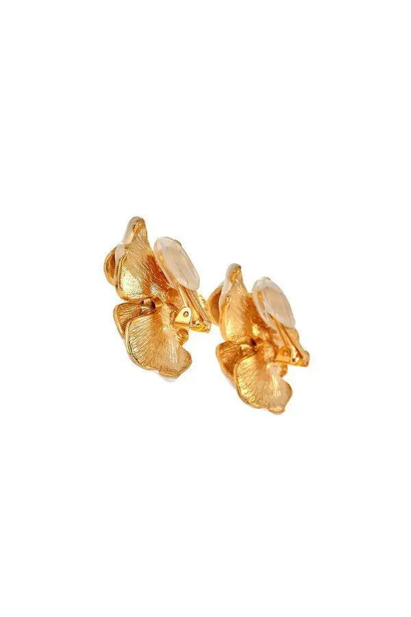 KENNETH JAY LANE Tone Flower Clip On Earrings