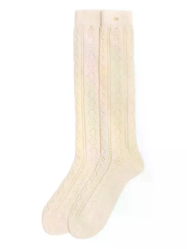 Valentino Garavani Vlogo Signature Perforated Socks - Neutrals