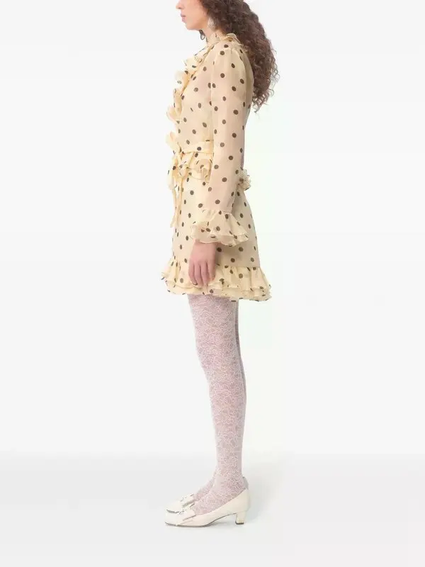 Valentino Garavani Polka Dot-print Organza Mini Dress - Neutrals