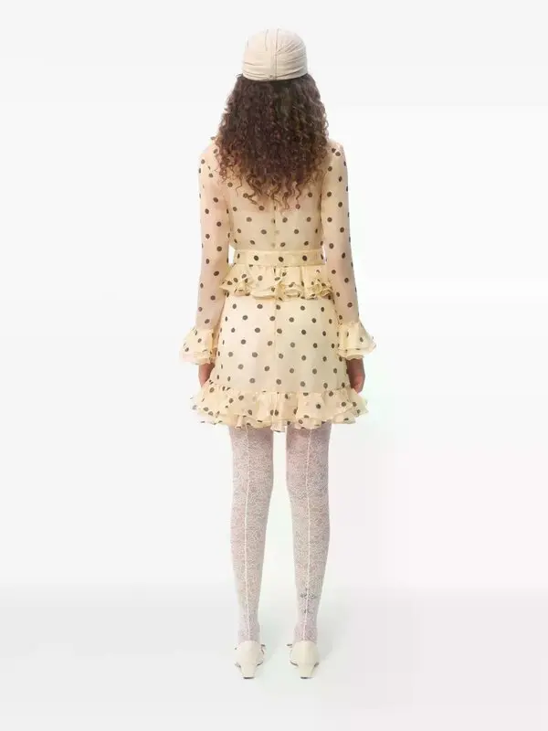 Valentino Garavani Polka Dot-print Organza Mini Dress - Neutrals