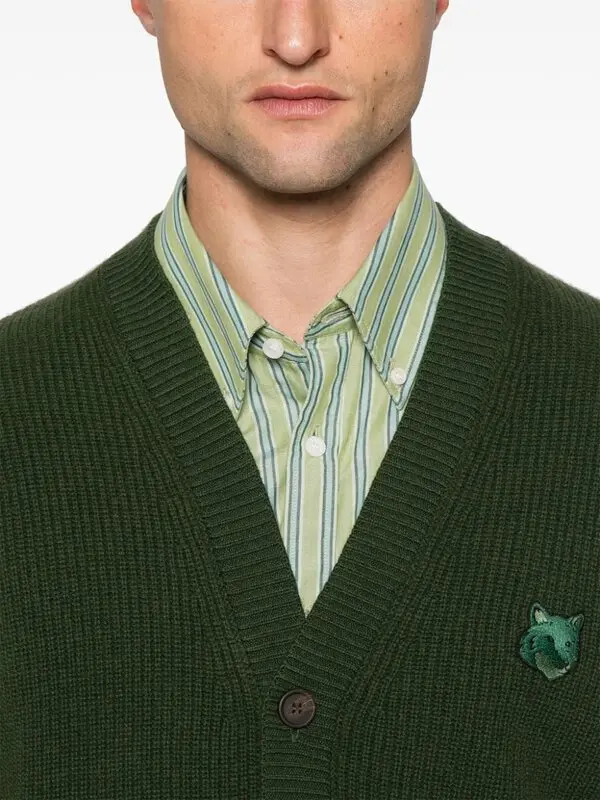 Maison Kitsuné Fox-patch Cardigan - Green