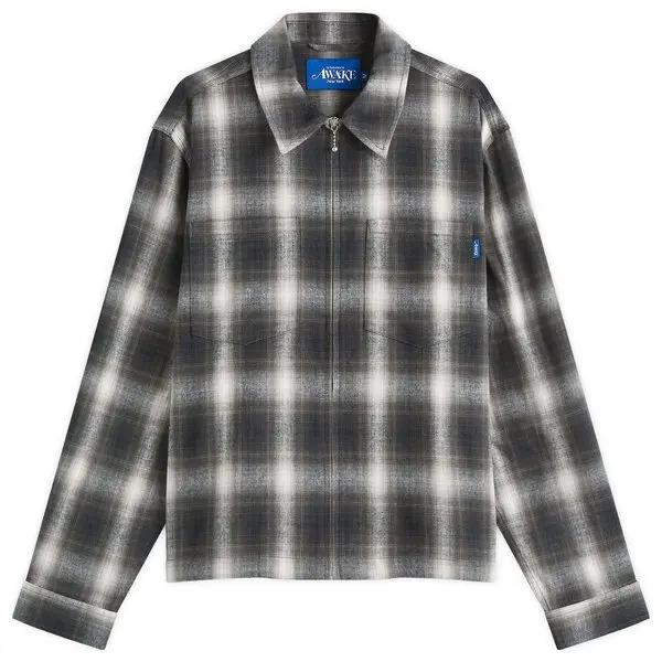 AWAKE NY Brushed Flannel Shirt Jacket - Green Multi