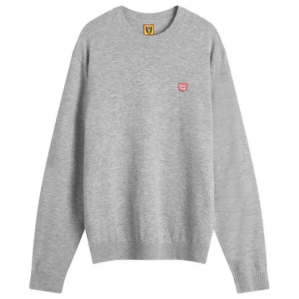 Human Made Heart Badge Knit Sweater In Grey - 45% Off | Editorialist