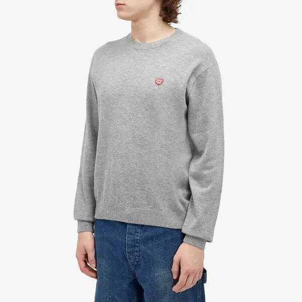 Human Made Heart Badge Knit Sweater In Grey - 45% Off | Editorialist