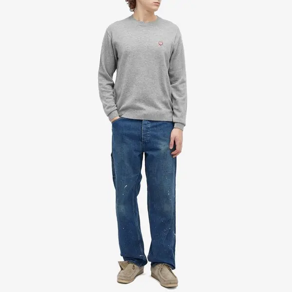 Human Made Heart Badge Knit Sweater In Grey - 45% Off | Editorialist