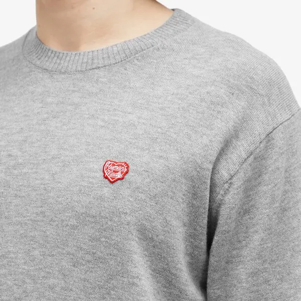 Human Made Heart Badge Knit Sweater In Grey - 45% Off | Editorialist