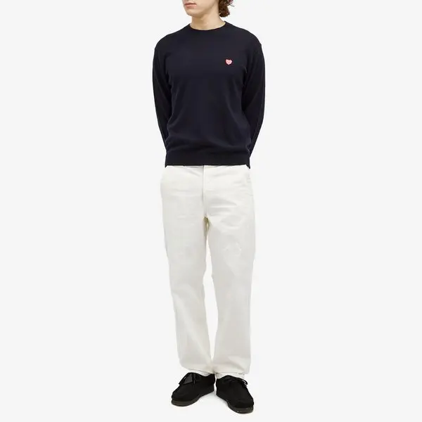Human Made Heart Badge Knit Sweater In Navy - 30% Off | Editorialist