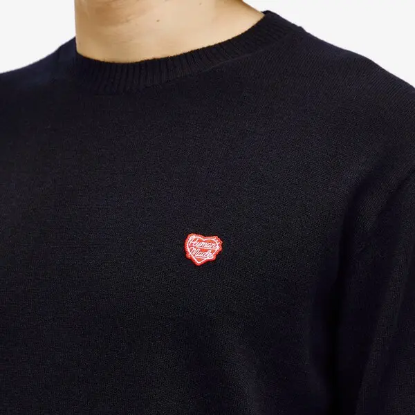 Human Made Heart Badge Knit Sweater In Navy - 30% Off | Editorialist
