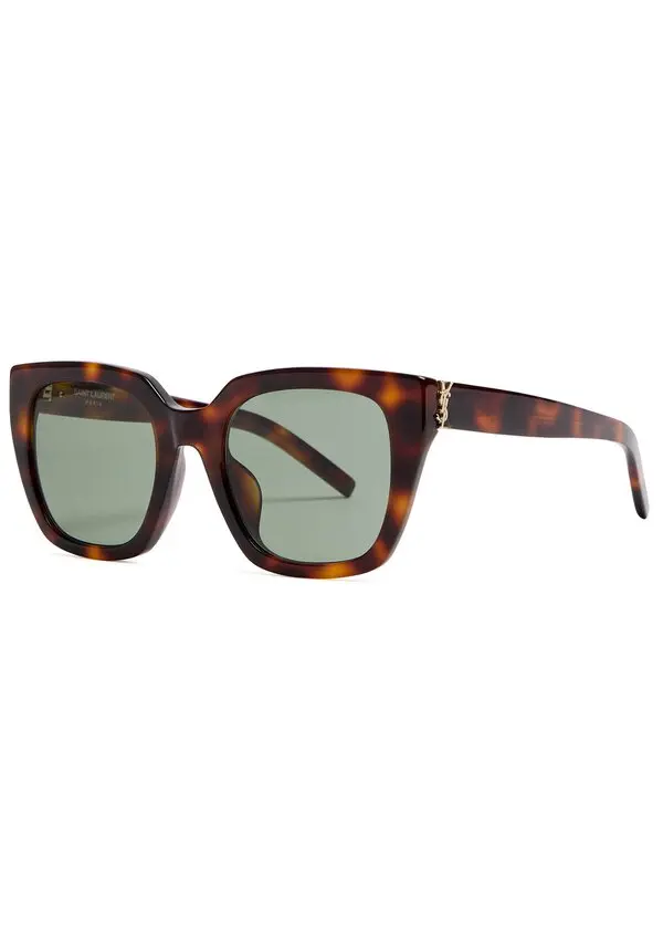 Saint Laurent Oversized Square Frame Sunglasses - Brown Havana