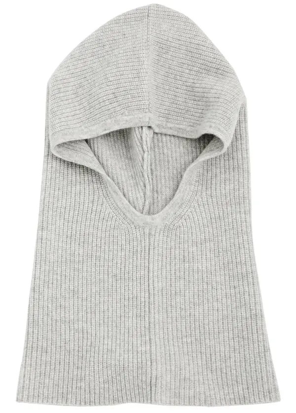 LOOP CASHMERE Ribbed Hood - Light Grey