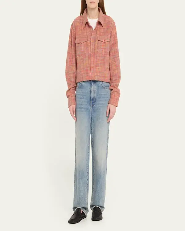 GOD'S TRUE CASHMERE Flower Space Dye Tartan Shirt Jacket - Red