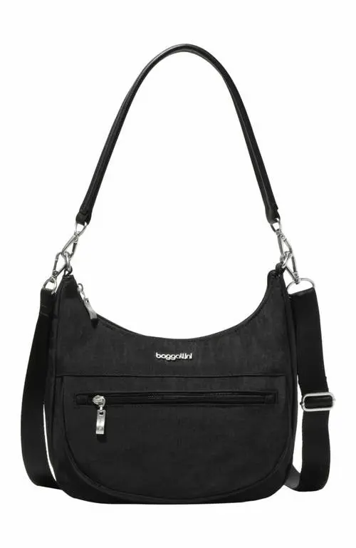 BAGGALLINI Modern Pocket Half Moon Shoulder Bag - Black