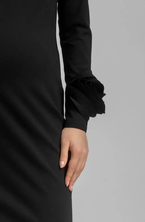 PIETRO BRUNELLI Rosette Cuff Long Sleeve Sheath Dress