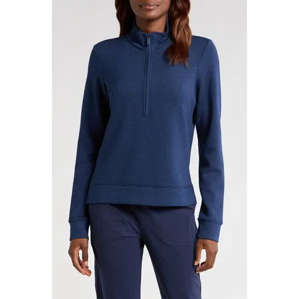 Travis Mathew Shadow Mirage Half Zip Pullover - Heather Navy