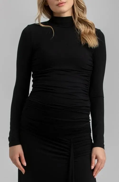 PIETRO BRUNELLI Ruched Mock Neck T-shirt