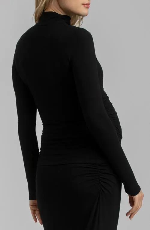 PIETRO BRUNELLI Ruched Mock Neck T-shirt
