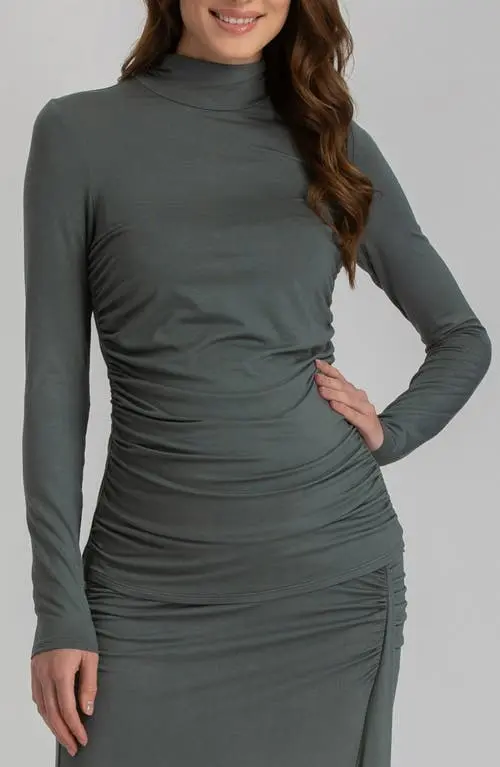 PIETRO BRUNELLI Ruched Mock Neck T-shirt - Medium Green