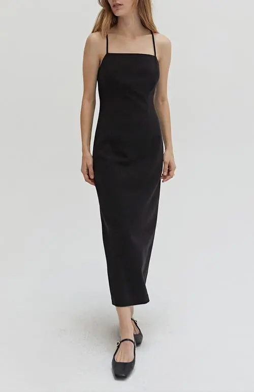 CRESCENT Crisscross Back Midi Dress - Black